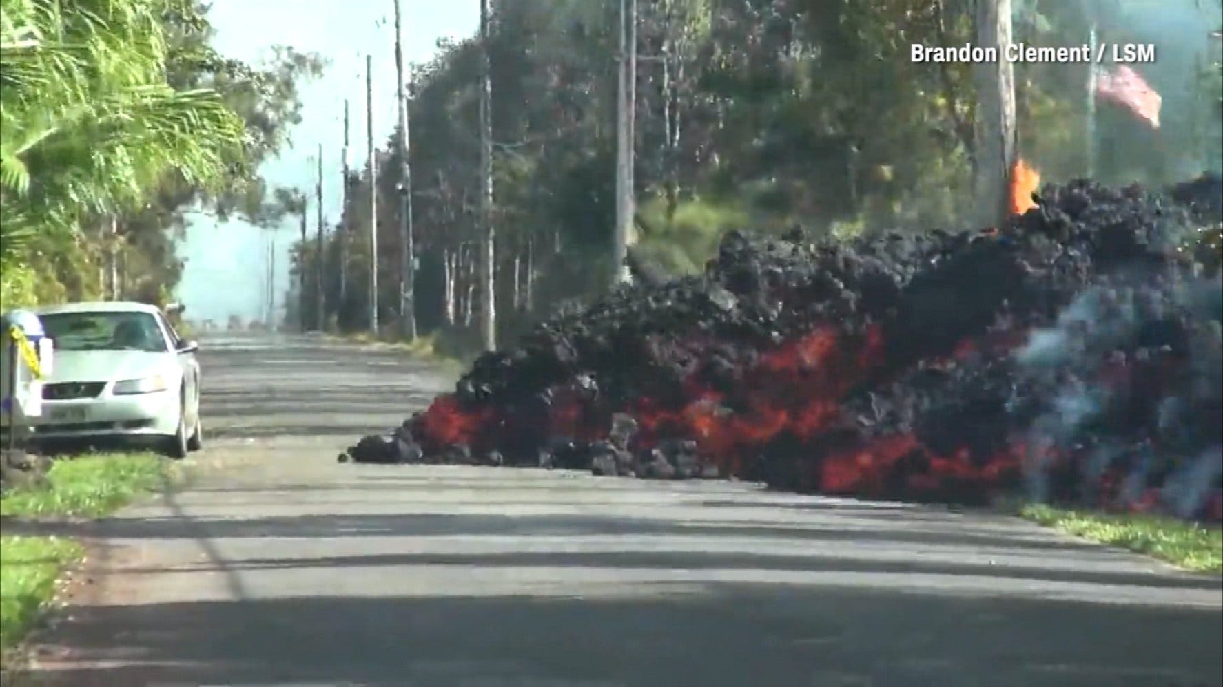 Time-lapse video shows lava literally swallow car in Hawaii