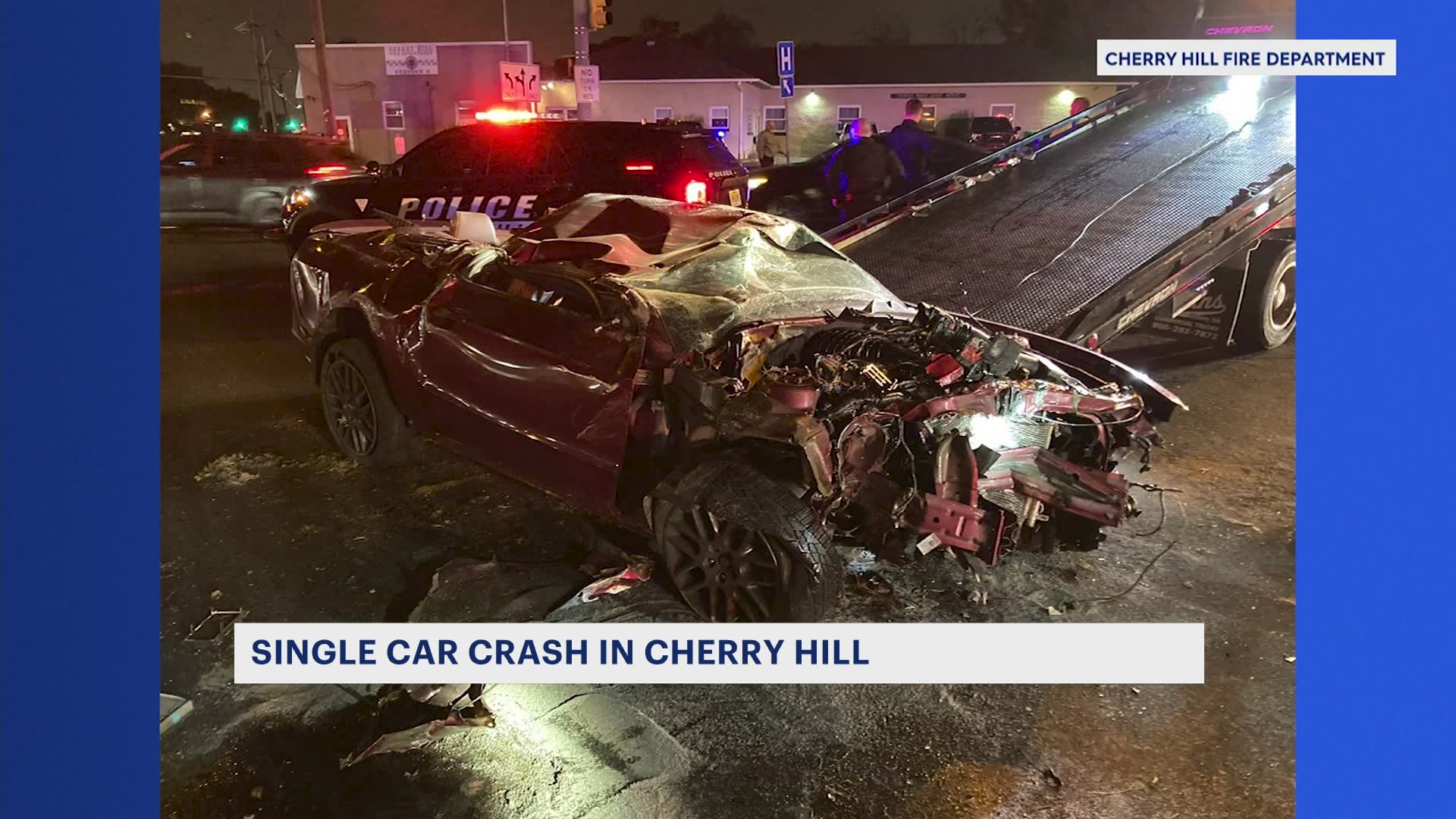 Vehicle smashed in single-car crash in Cherry Hill