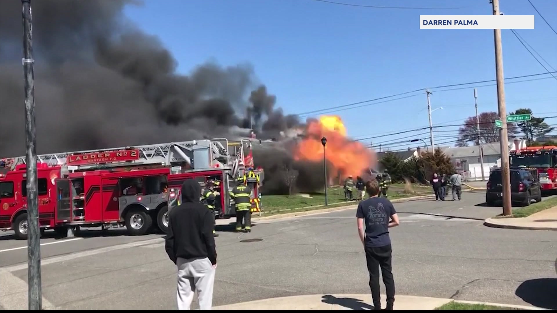 Video shows garage explosion that injured firefighters during Levittown ...