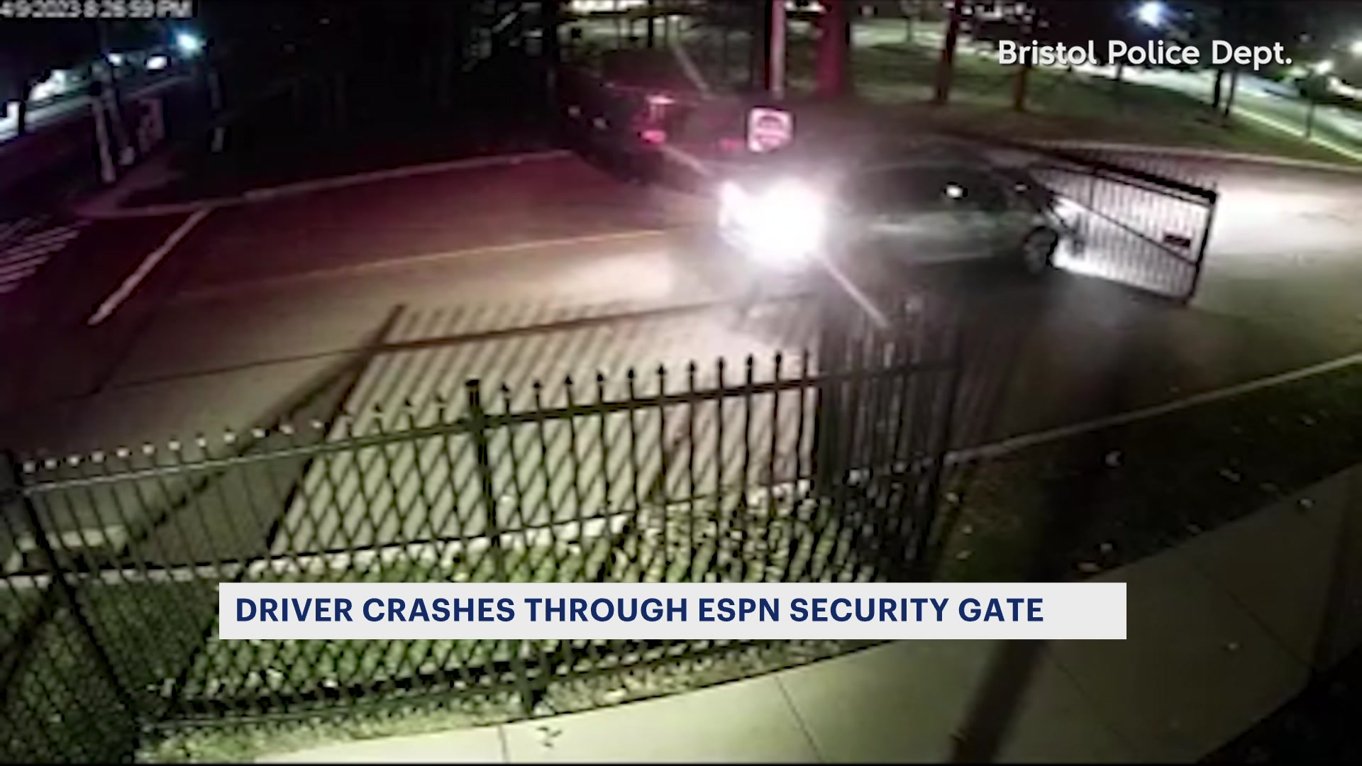 Police: Car slams through ESPN security gate