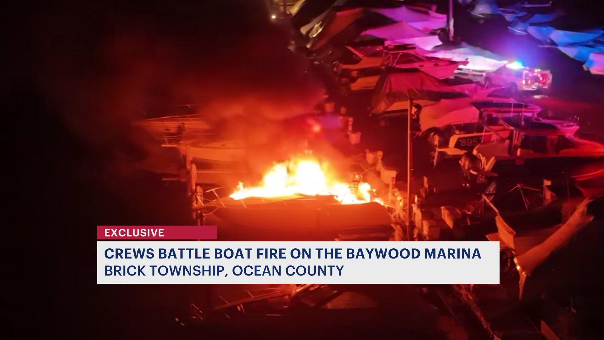 News 12 | New Jersey | Large Fire Docked Boat Baywood Marina Brick Nj