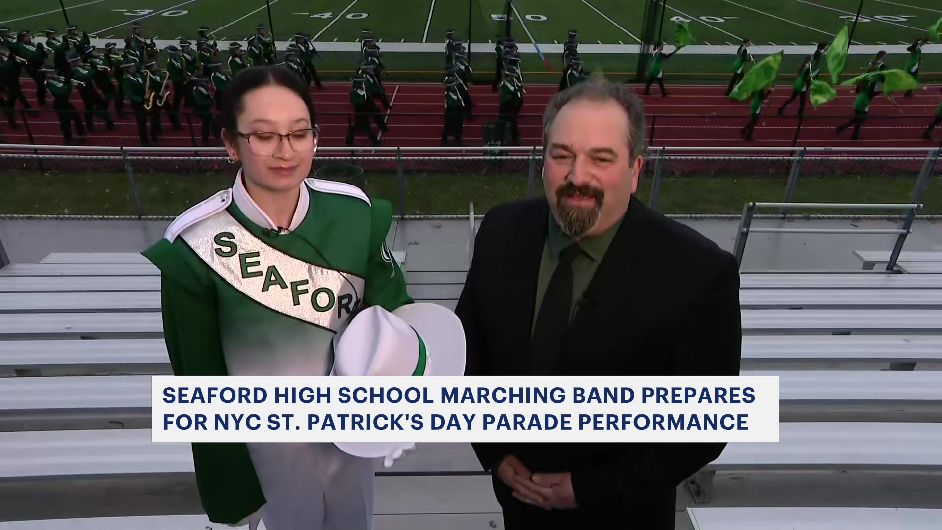 Seaford High School marching band prepares for NYC St. Patrick's Day parade