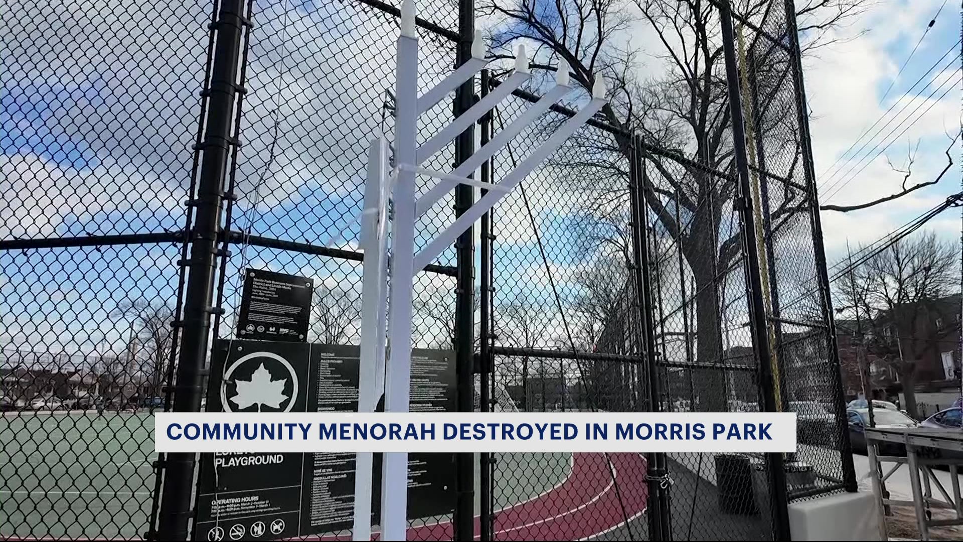 News 12 | Long Island | Morris Park Menorah Display Destroyed During ...