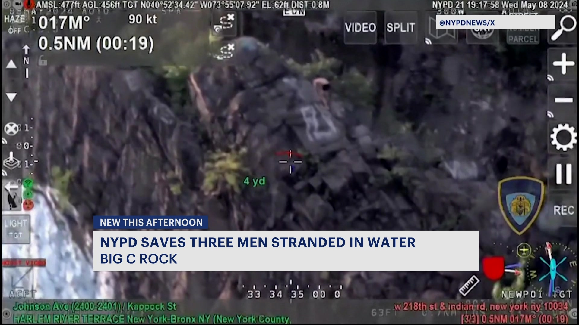 NYPD rescues 3 men stranded in water at Big C Rock in the Bronx