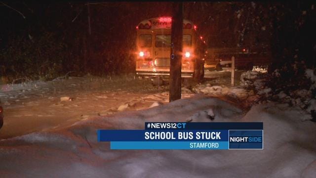 News 12 | Long Island | Storm traps school bus for hours in Stamford