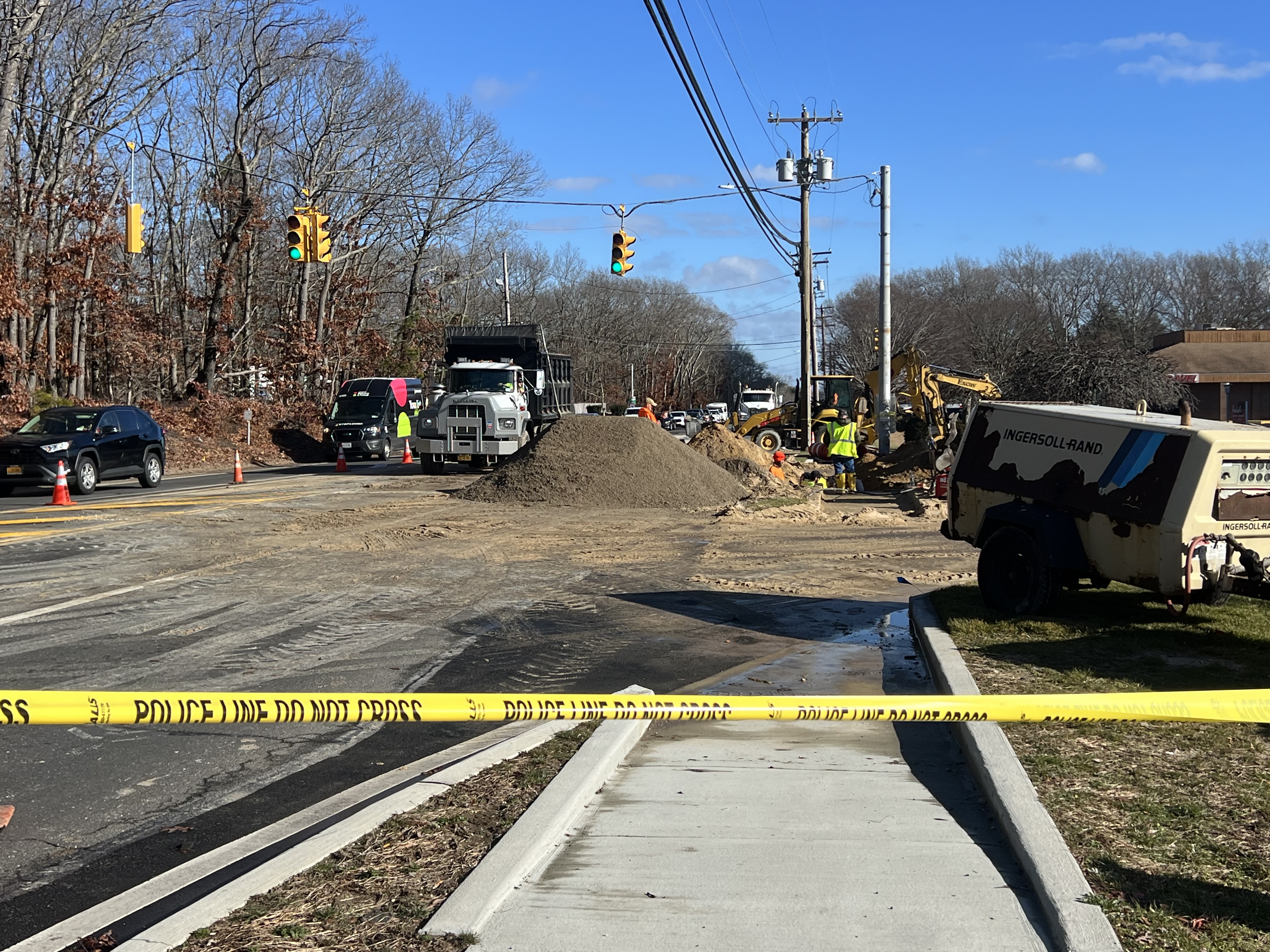 Struck fire hydrant causes flooding, partial road collapse in Riverhead