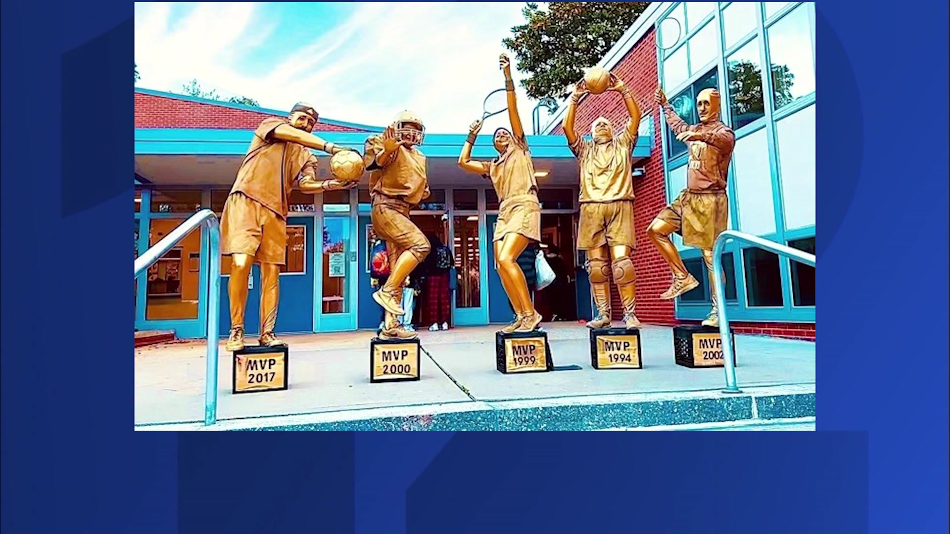 Great Neck MS teachers dress as trophies for Halloween