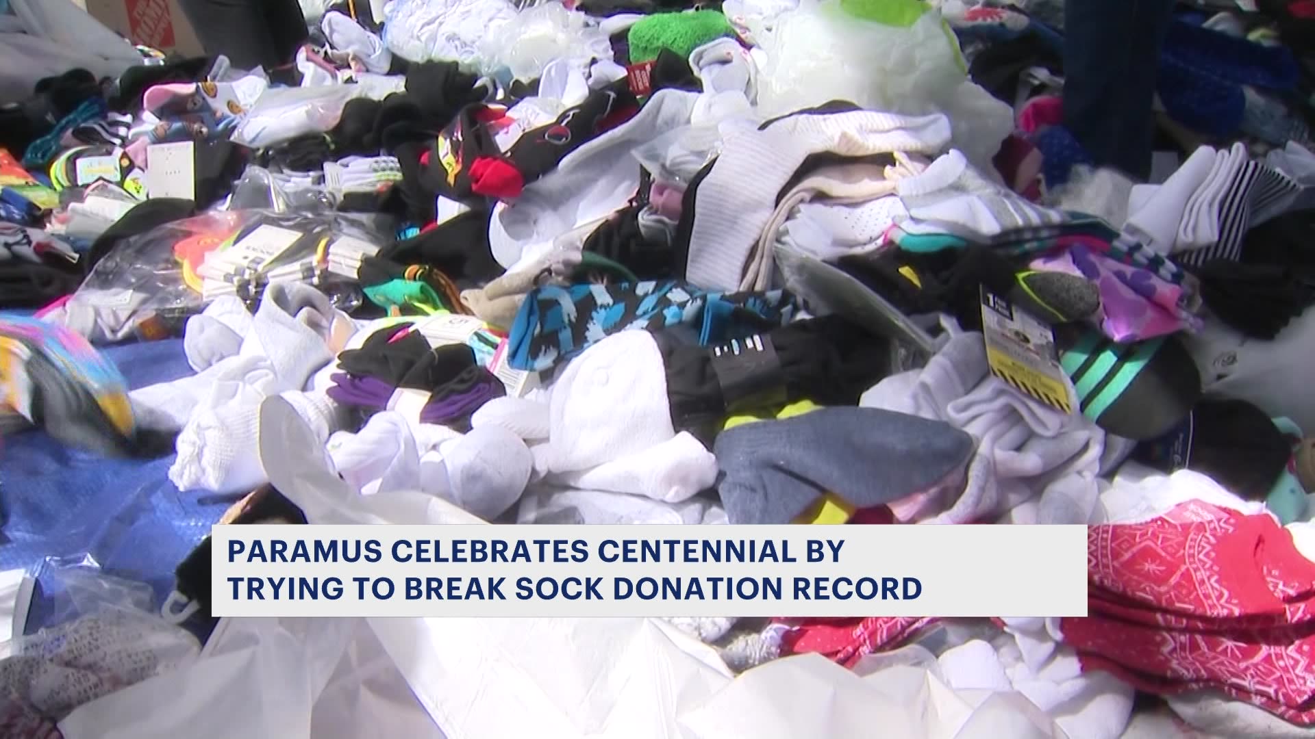 Paramus celebrates centennial by breaking world record on sock donations