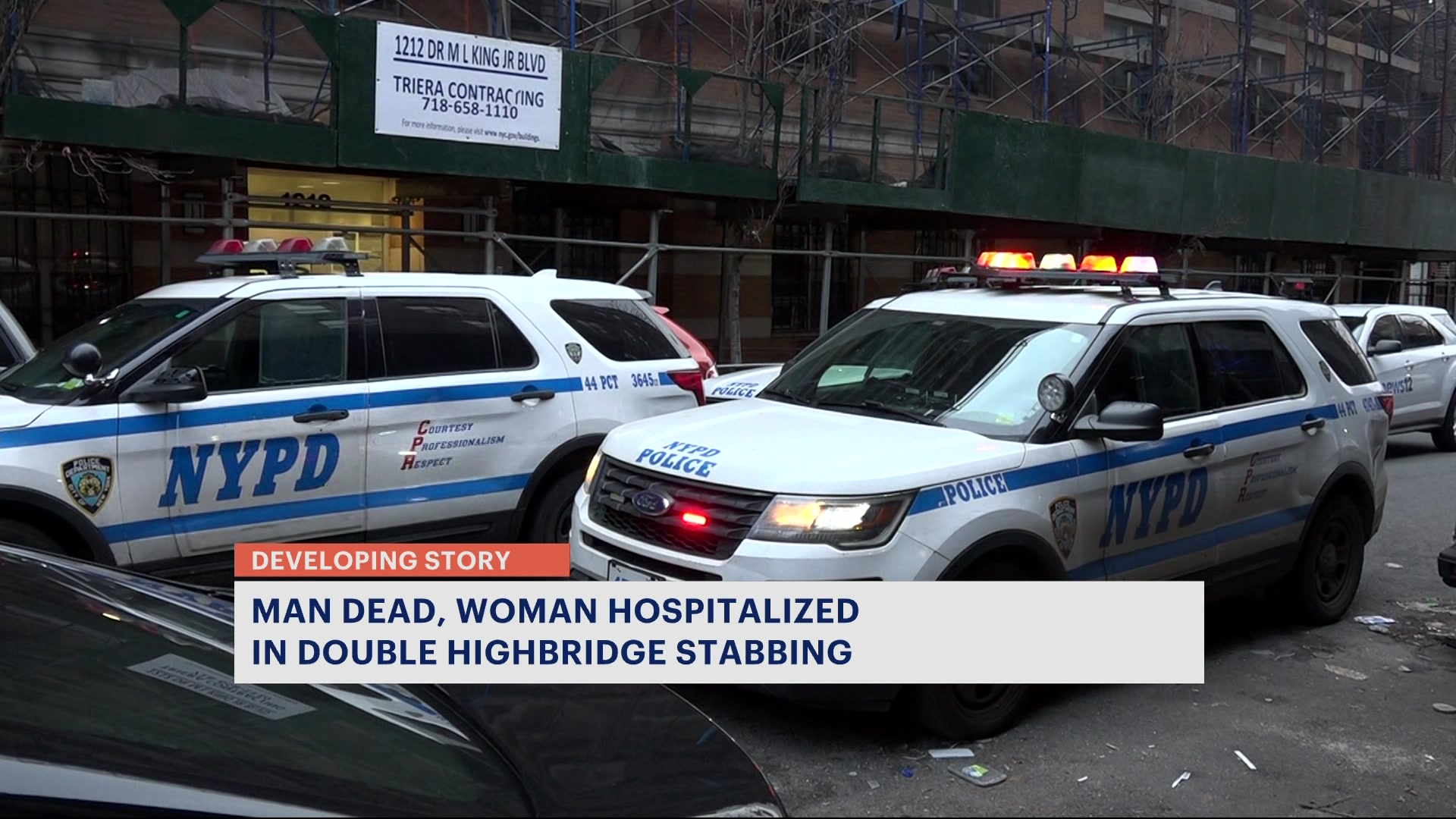 NYPD: Man killed, woman injured in Highbridge stabbing; suspect in custody