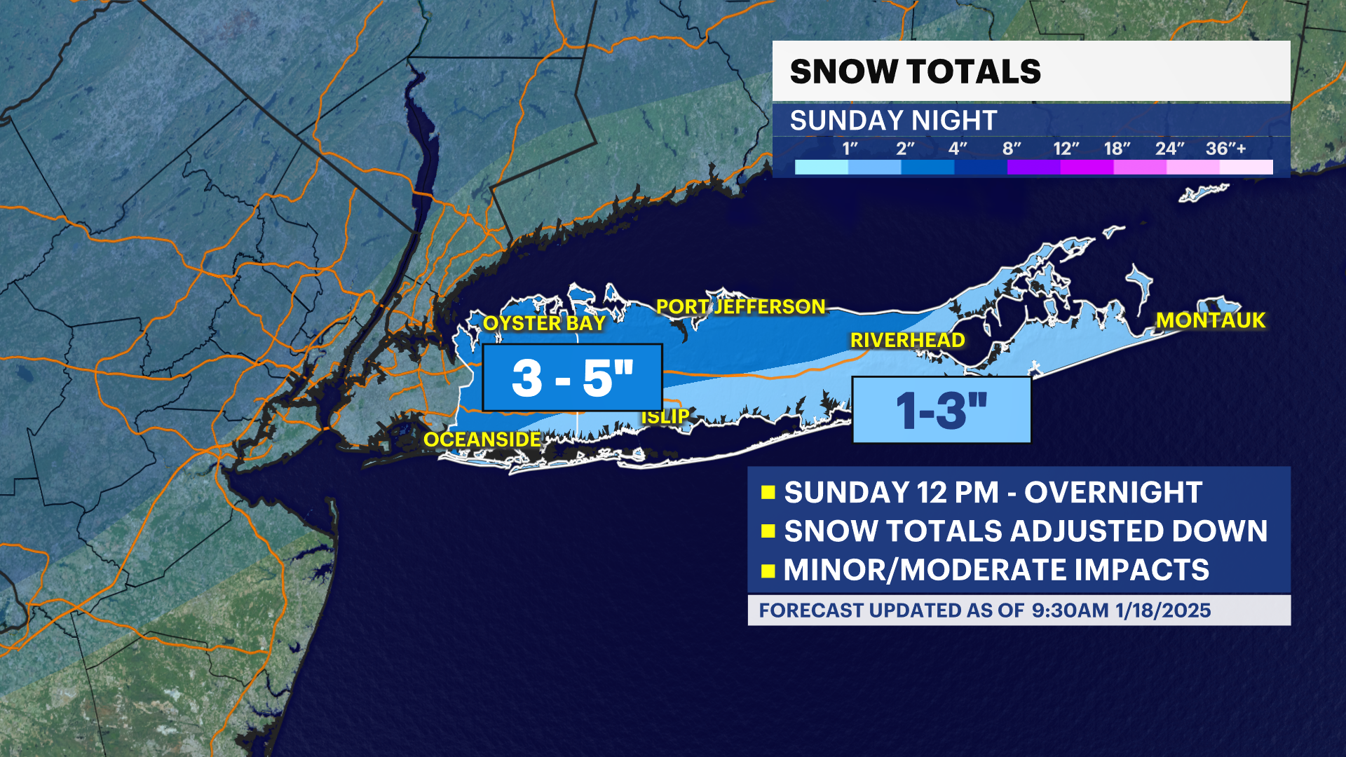 STORM WATCH: Updates to Sunday's snow forecast on Long Island