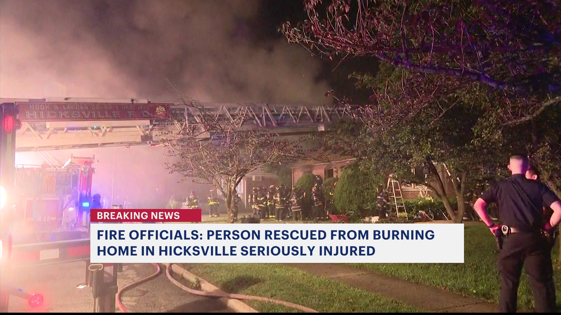 Fire officials: Hicksville house fire leaves 1 person in serious condition