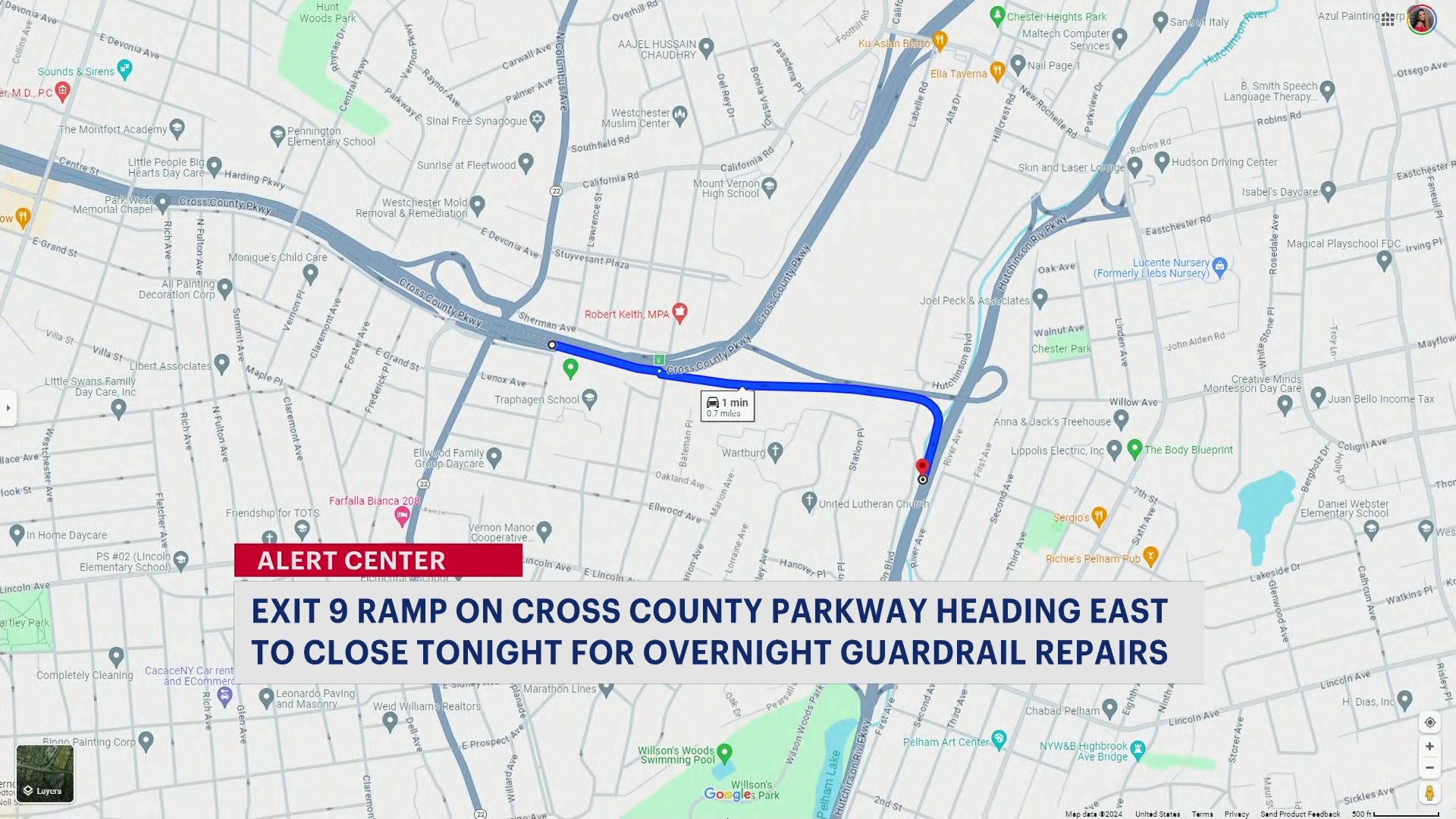 Traffic Alert: Ramp closure on Cross County Parkway tonight