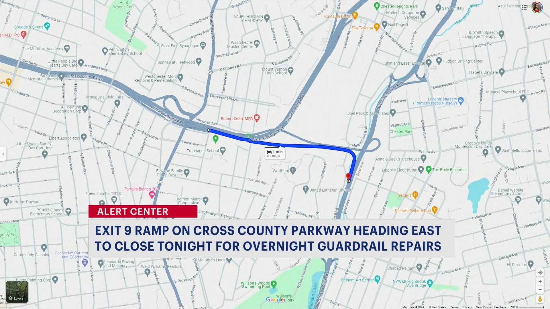 Traffic Alert: Ramp closure on Cross County Parkway tonight