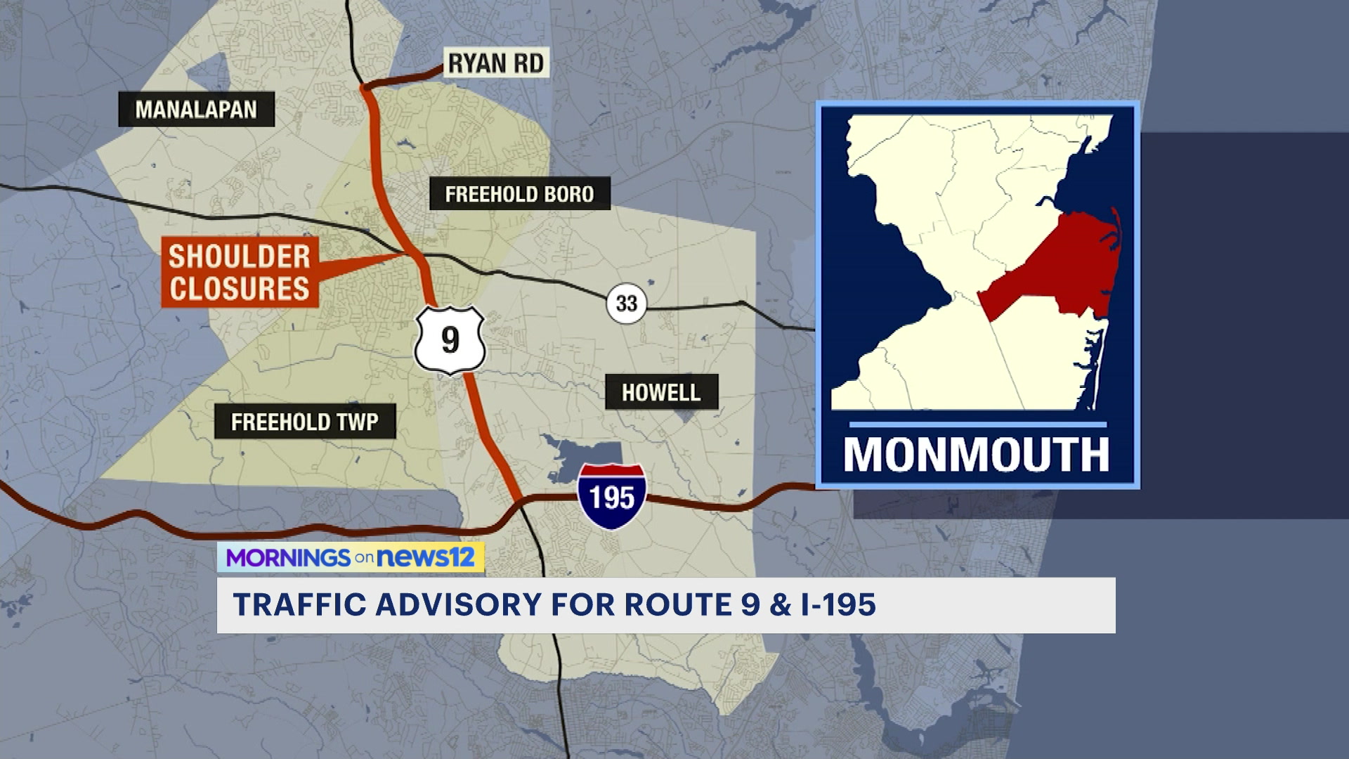 Traffic advisory issued for Route 9 in Monmouth County
