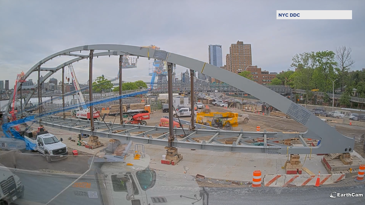 Delancey Street Pedestrian Bridge installed over FDR Drive