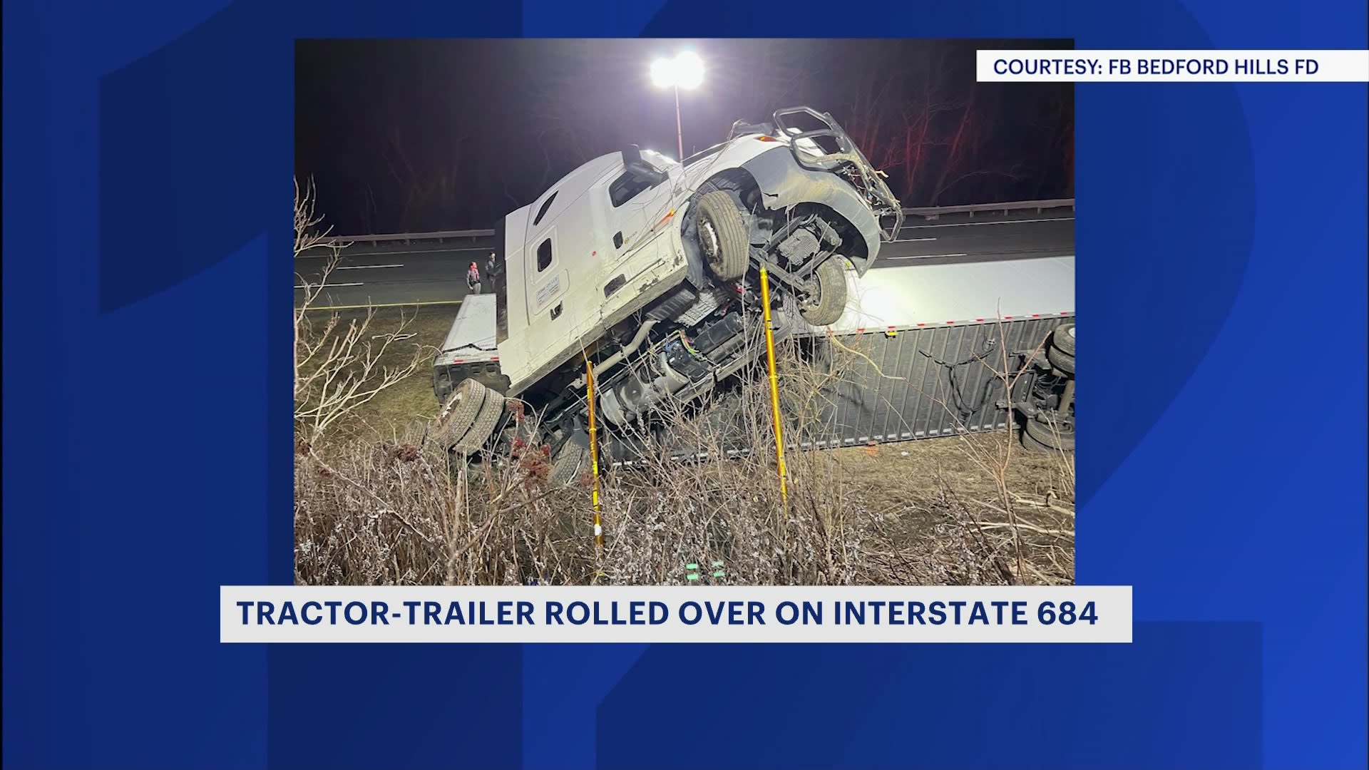 Driver rescued from tractor-trailer rollover on I-684
