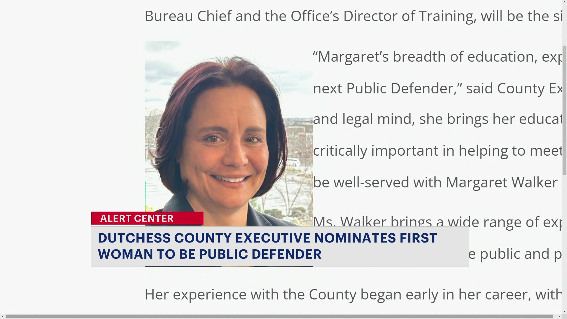Margaret Walker appointed as Dutchess County's first female public defender