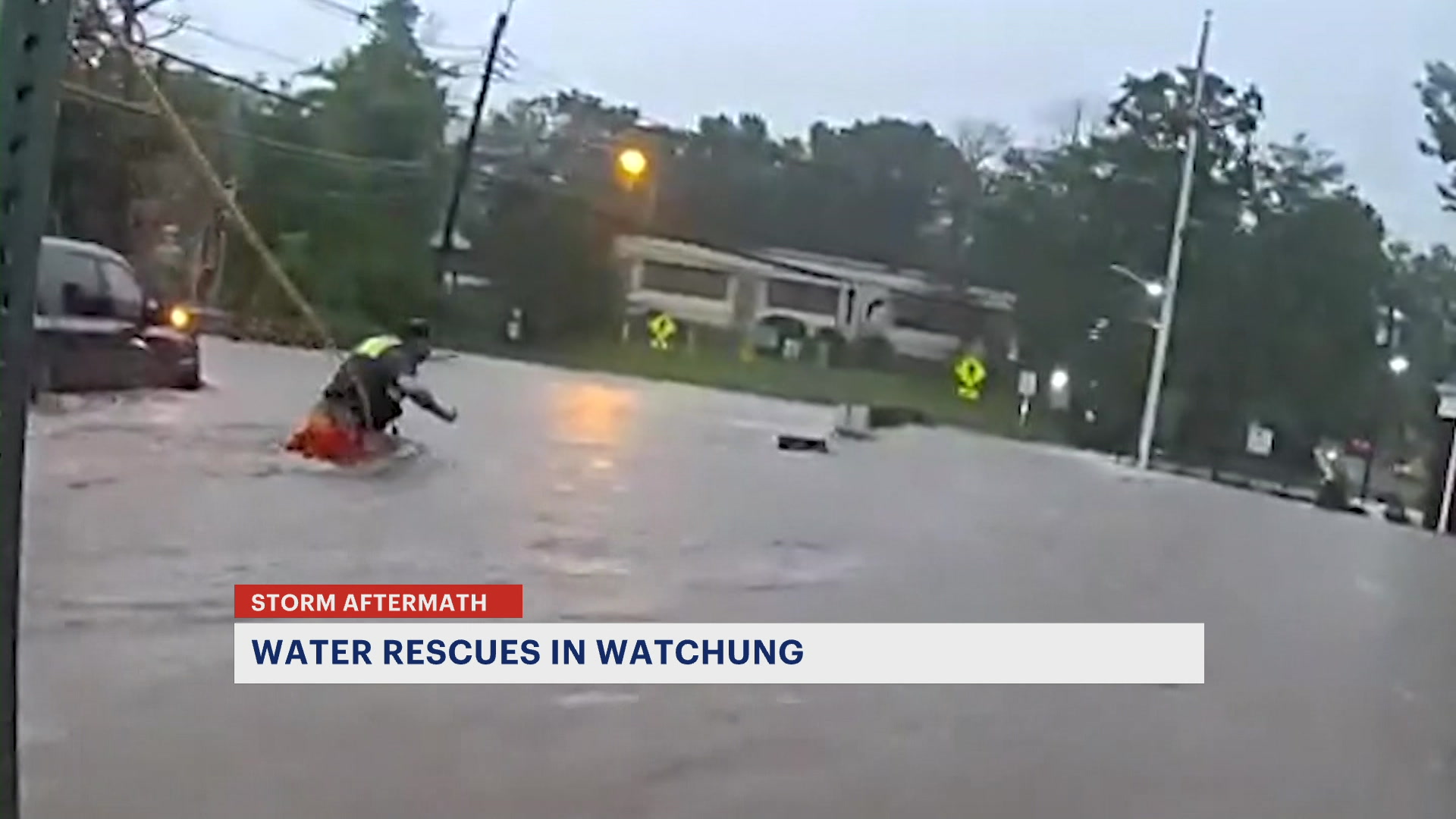 WATCH: Watchung police perform water rescue during Monday’s storm