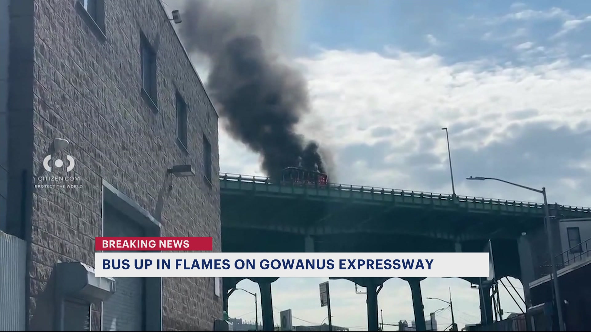 News 12 | Brooklyn | Small Bus Bursts Into Flames On Gowanus Expressway