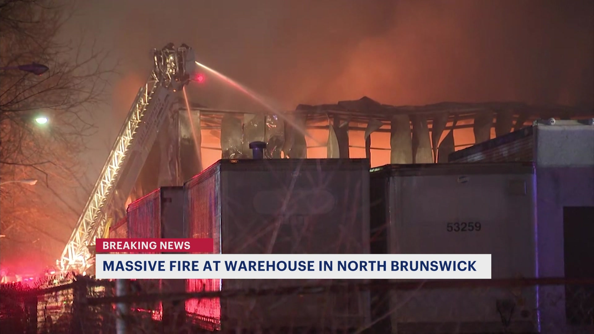 Massive fire erupts inside North Brunswick warehouse; smoke seen for miles