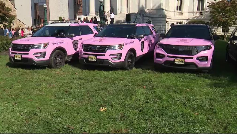 News 12 | New Jersey | Officials use 6 pink police cruisers to raise ...