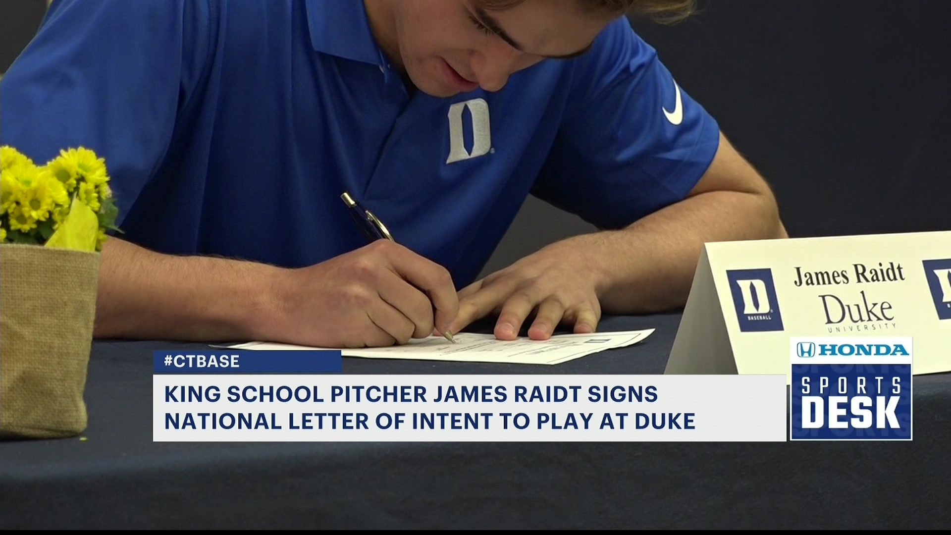 News 12 | Long Island | King School's James Raidt signs NLI to pitch at ...