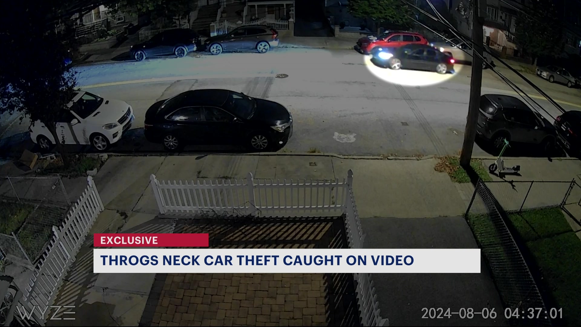 Police: Thieves caught on camera stealing 3 tires, rims in Throgs Neck