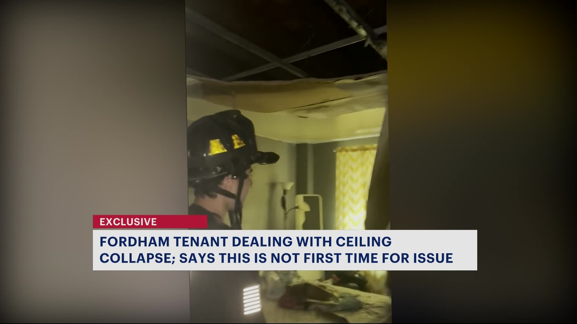Ceiling collapse nearly misses woman in her home