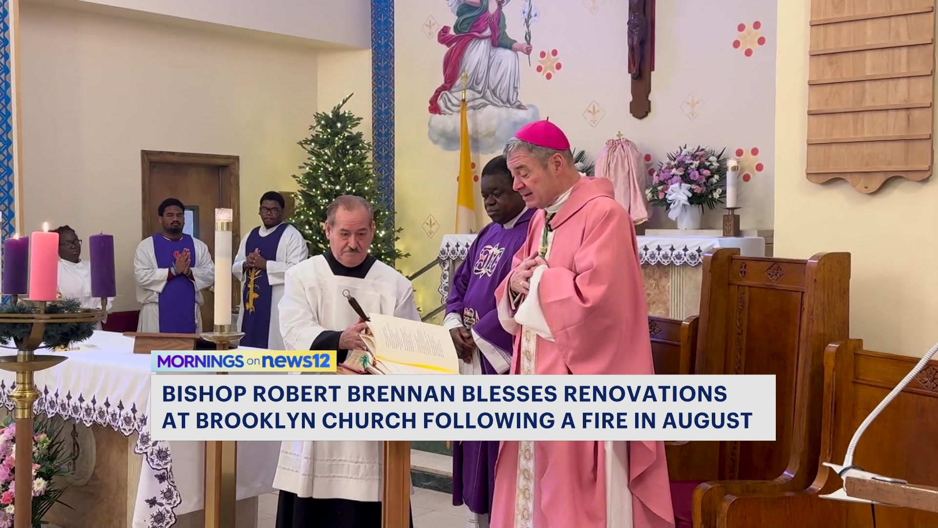 News 12 | Long Island | Bishop Robert Brennan blesses renovations at ...