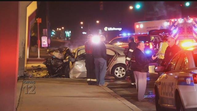 Police: Car bursts into flames after crash near Lindenhurst LIRR station