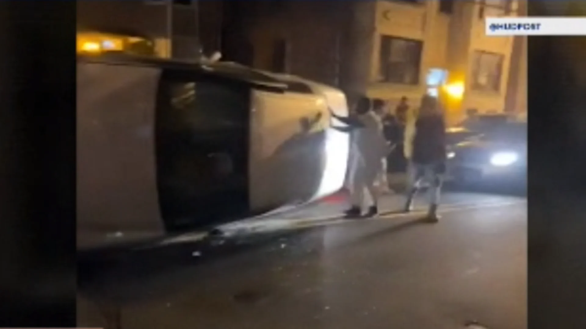 Car flips on its side in Jersey City crash Car flips on its side in Jersey City crash