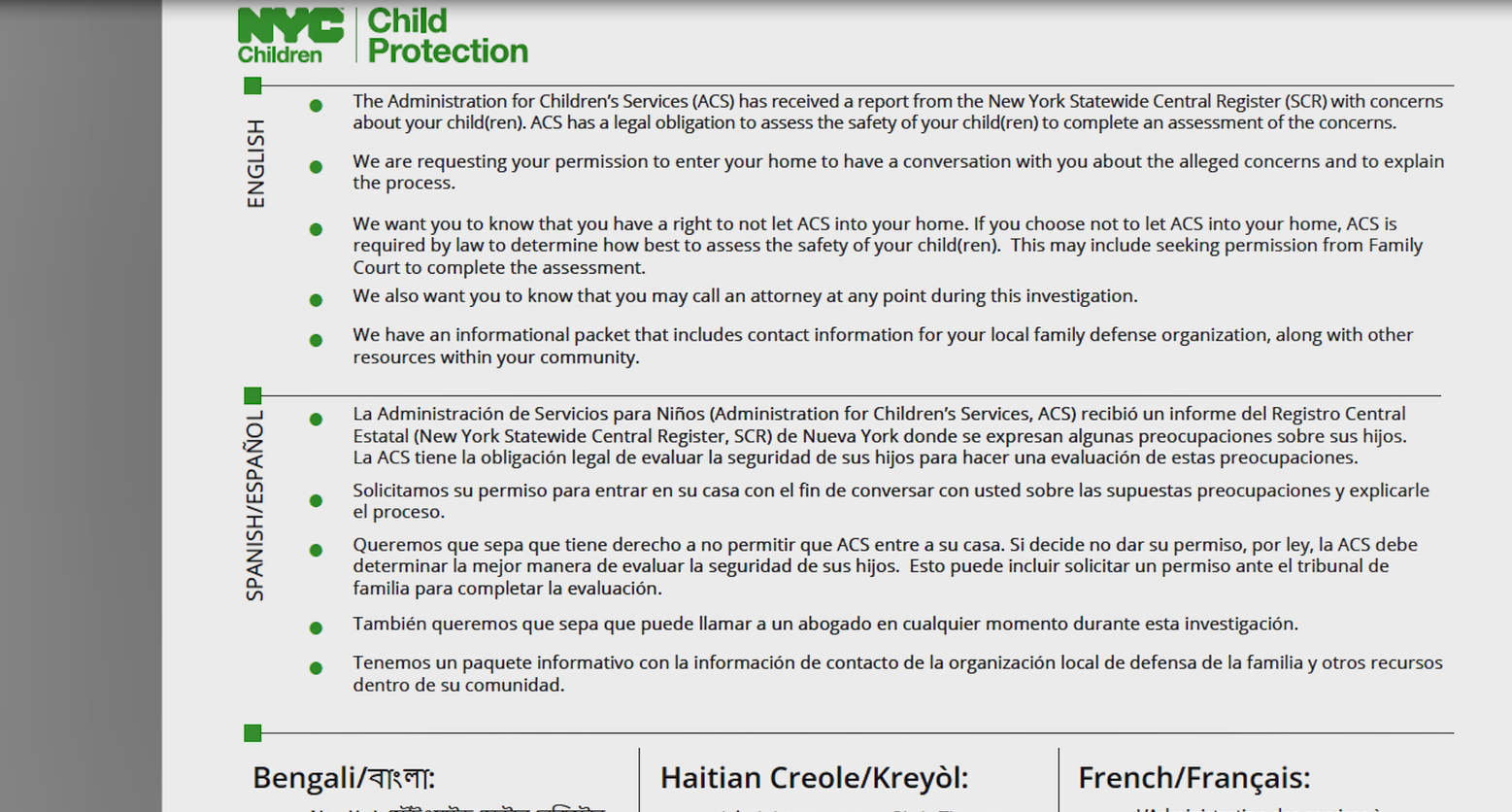 ACS expands program to inform parents of rights amidst child welfare ...