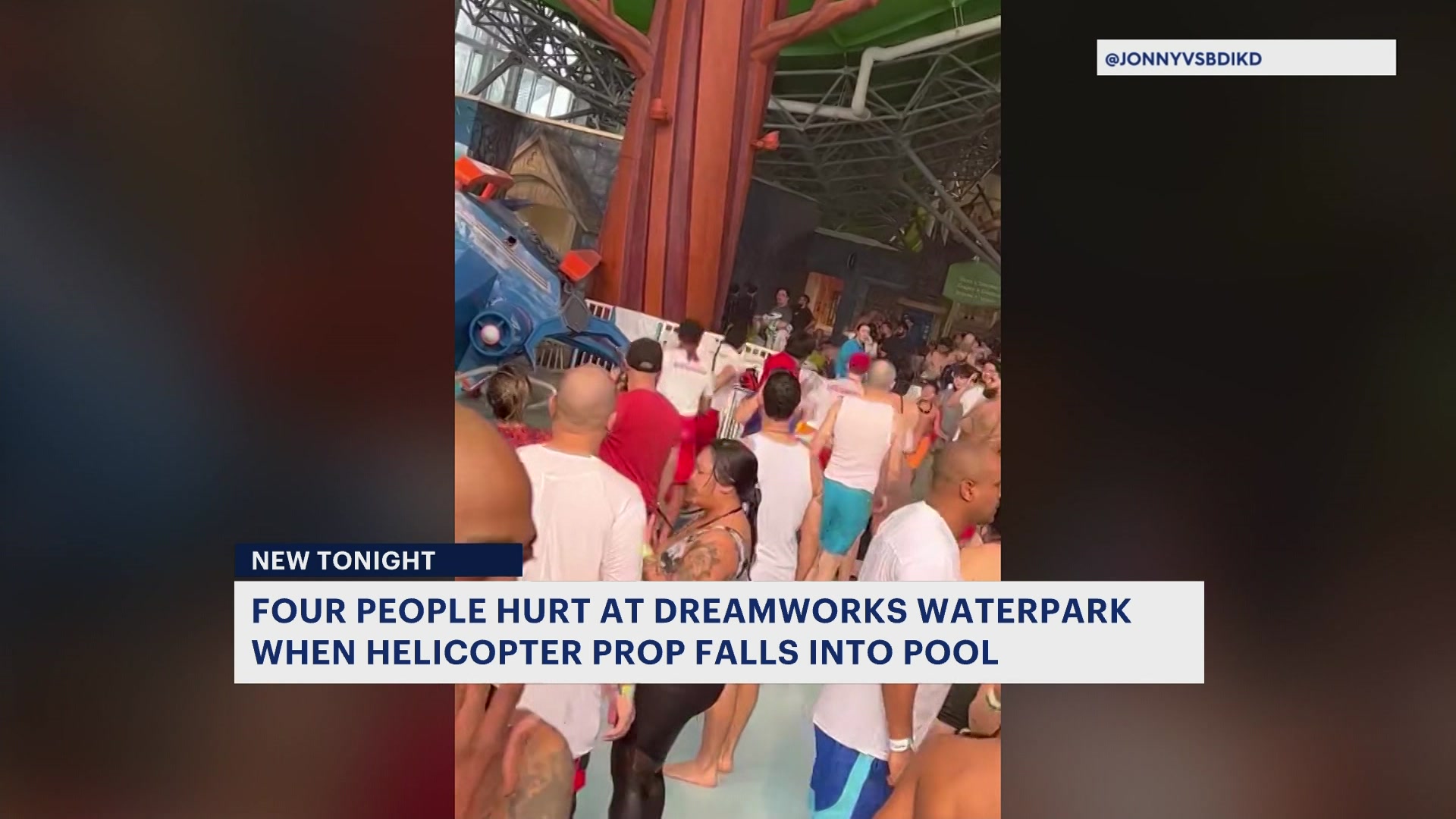 Decorative helicopter plummets into pool at American Dream mall; 4 injured