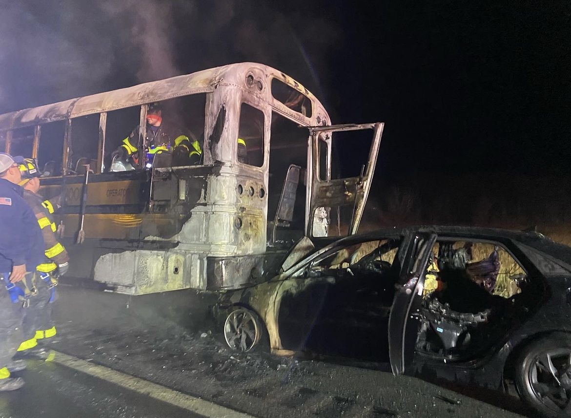 Minisink student athletes, driver OK after fiery bus crash on I-84