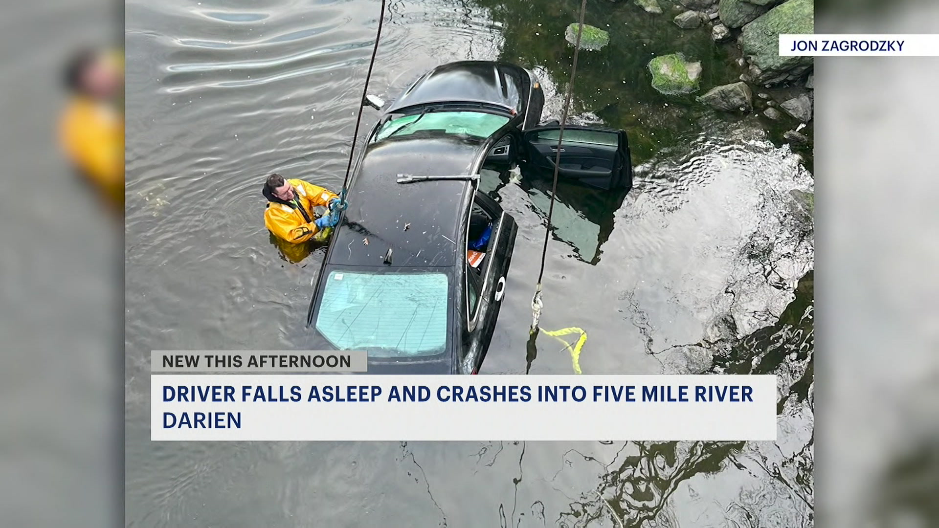 Officials: Norwalk man drove off the road and landed in the Five Mile ...