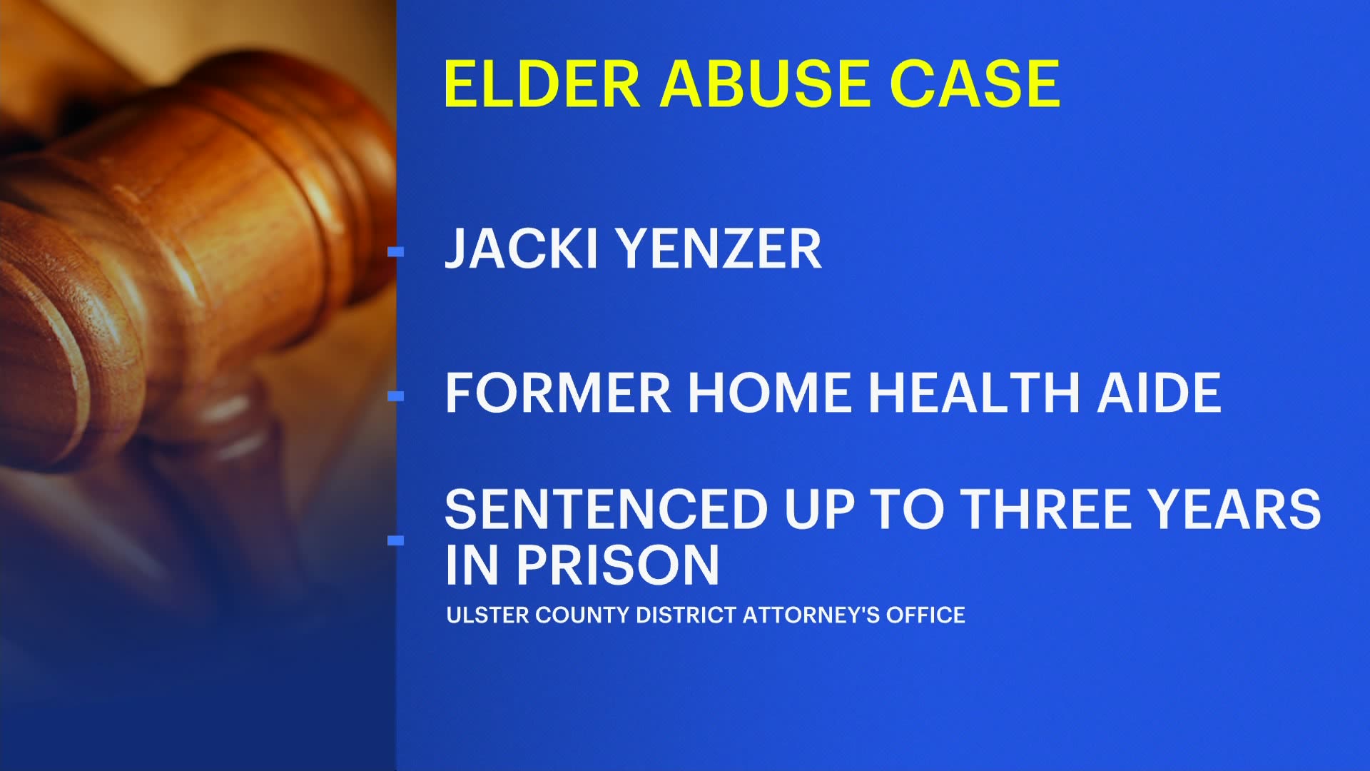 Former Home Health Aide Sentenced For Abusing Kingston Woman