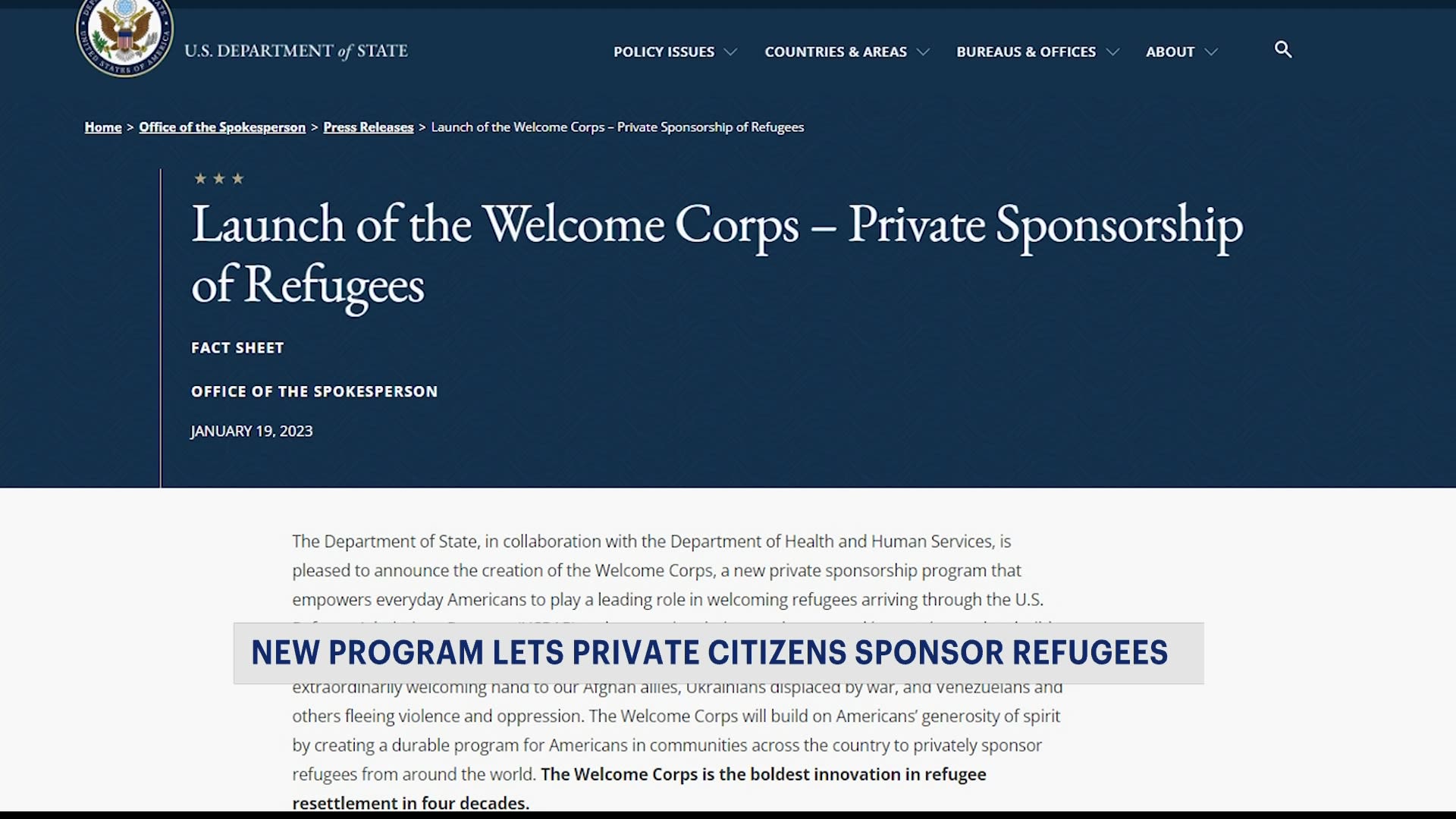 Welcome Corps allows private citizens to sponsor refugees