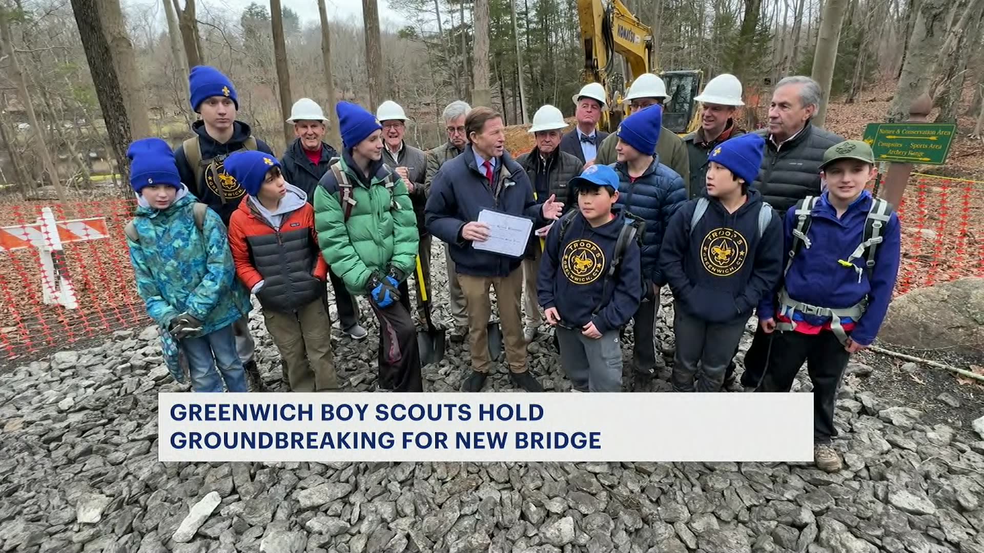 Greenwich Boy Scouts hold groundbreaking ceremony for new Camp Seton bridge