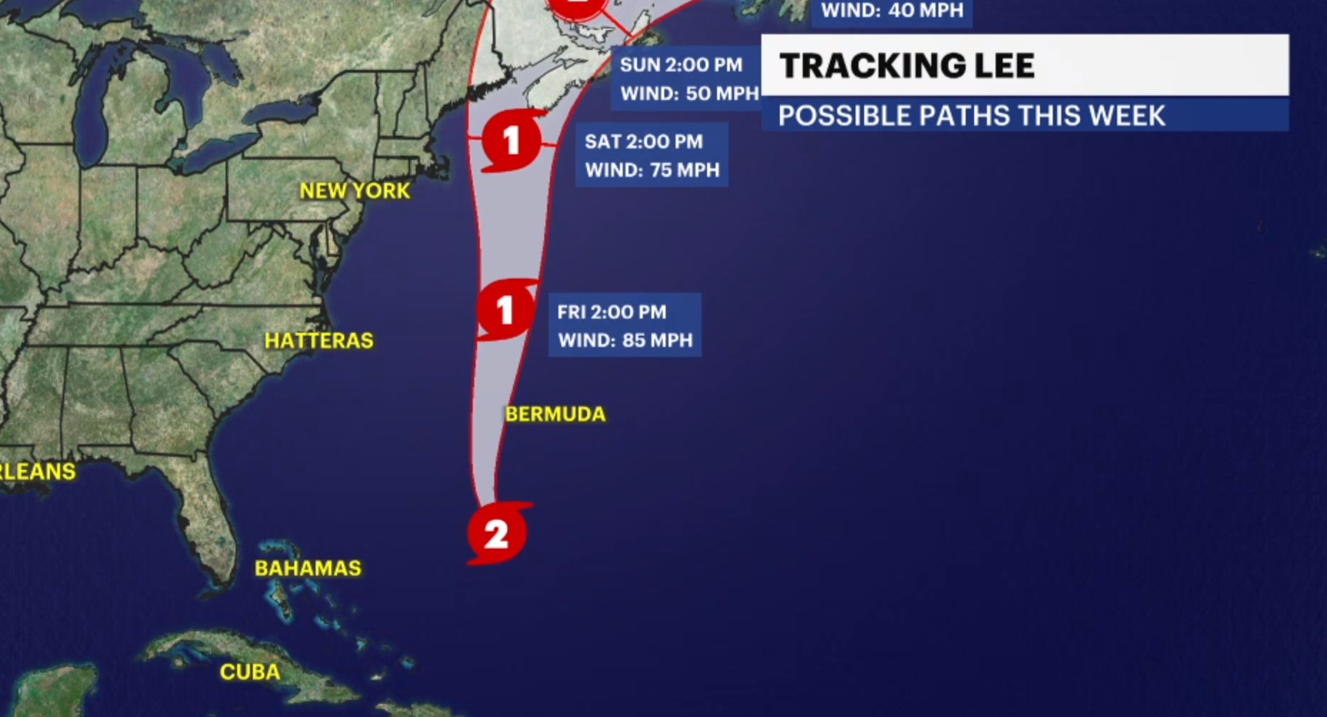 LIVE: Track Hurricane Lee's path and indirect impacts