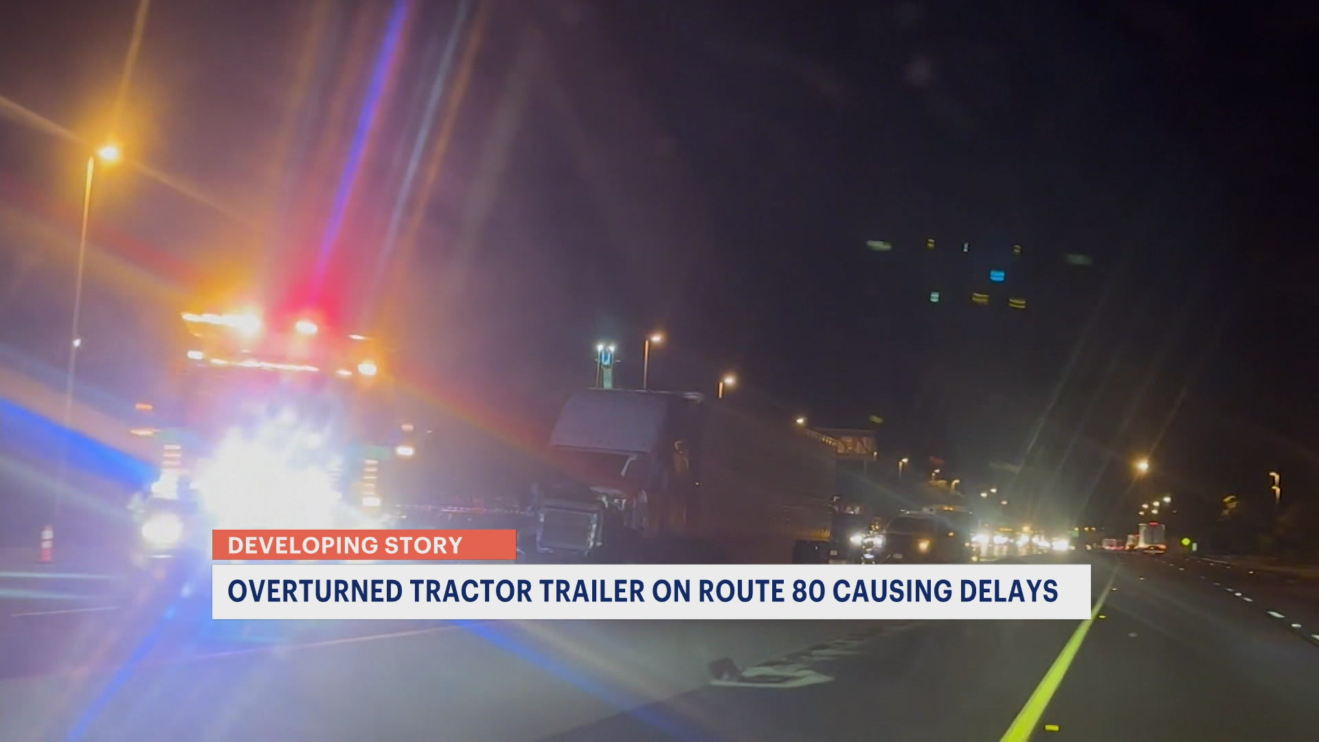 Overturned tractor-trailer snarls traffic on Route 80 Eastbound in ...