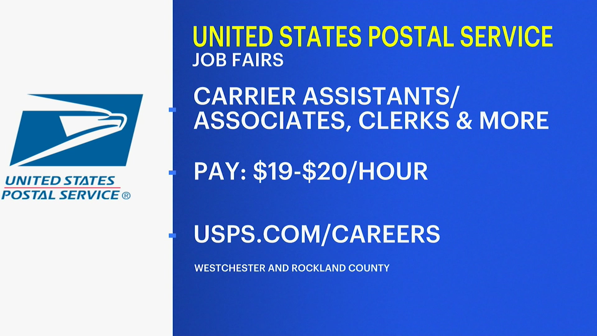 USPS hosts job fairs in Westchester and Rockland counties, offering $20 ...