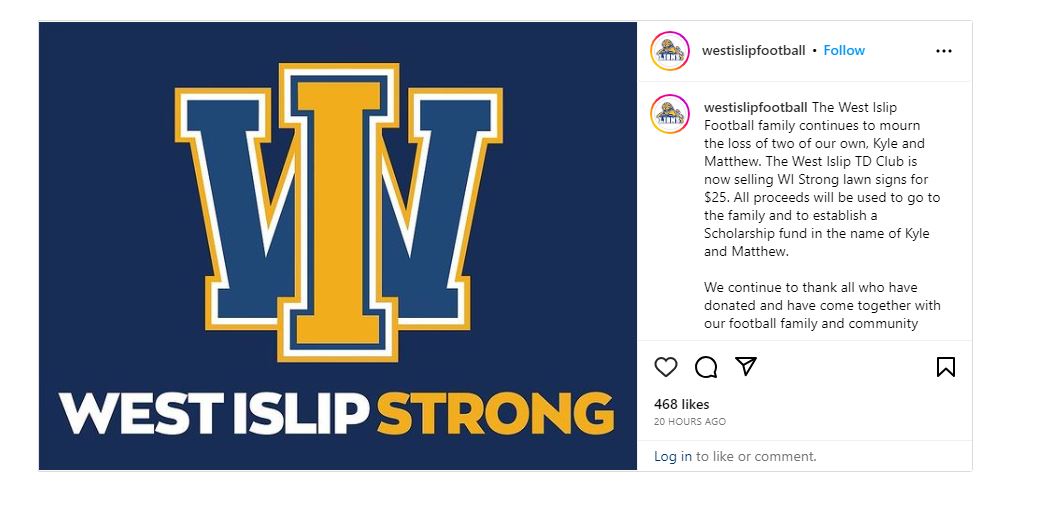 West Islip football team raising money to create scholarship in memory ...