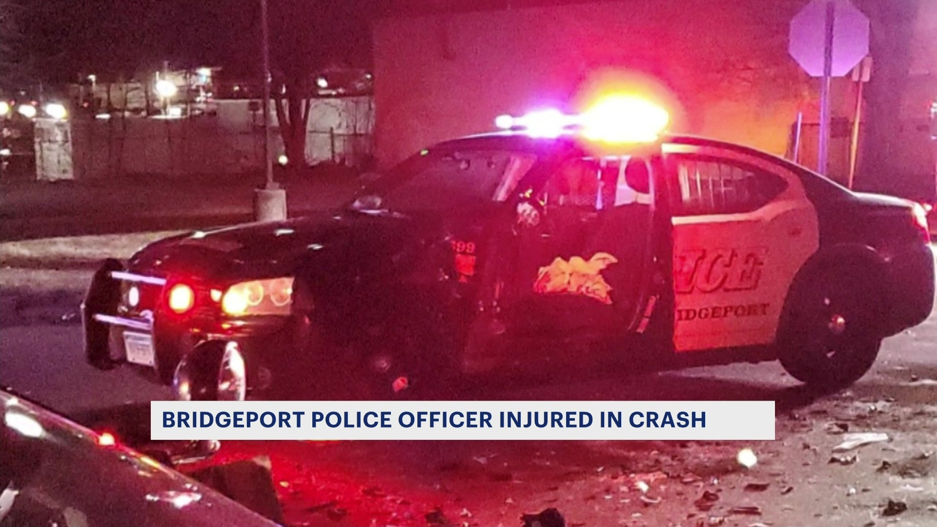 Car crashes into Bridgeport police cruiser, officer extricated from vehicle