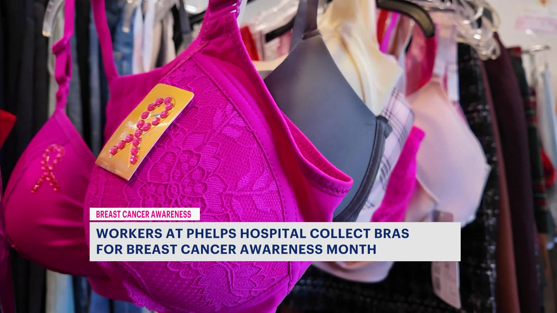 Hospital workers collecting hundreds of bras for cancer patients