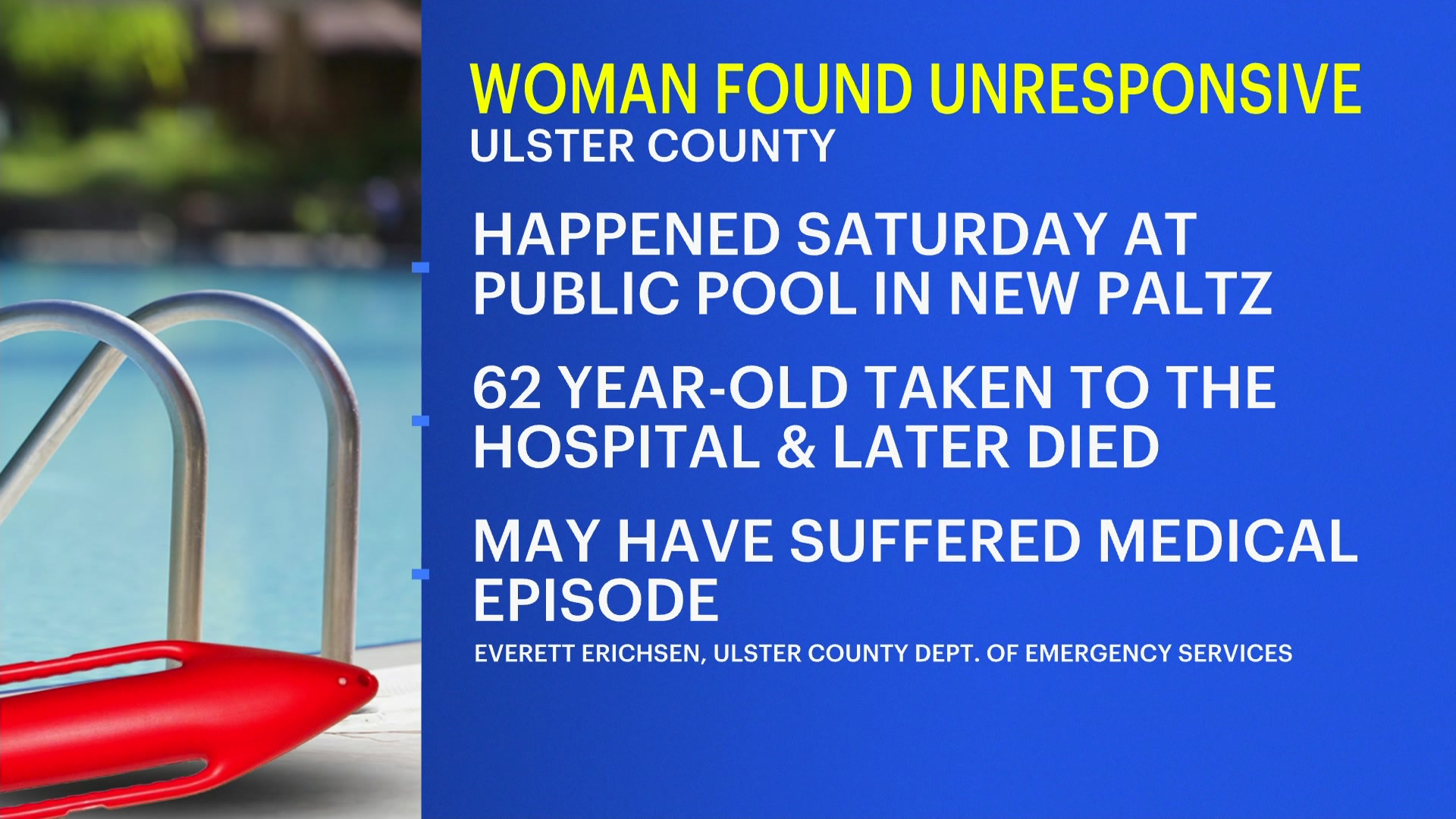 Woman dies after being found unresponsive in New Paltz public pool