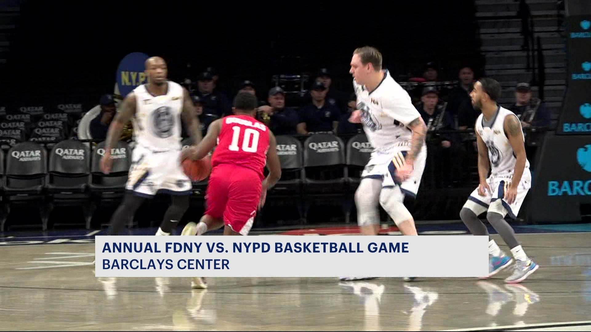 NYPD beats FDNY during annual charity basketball game at Barclays Center