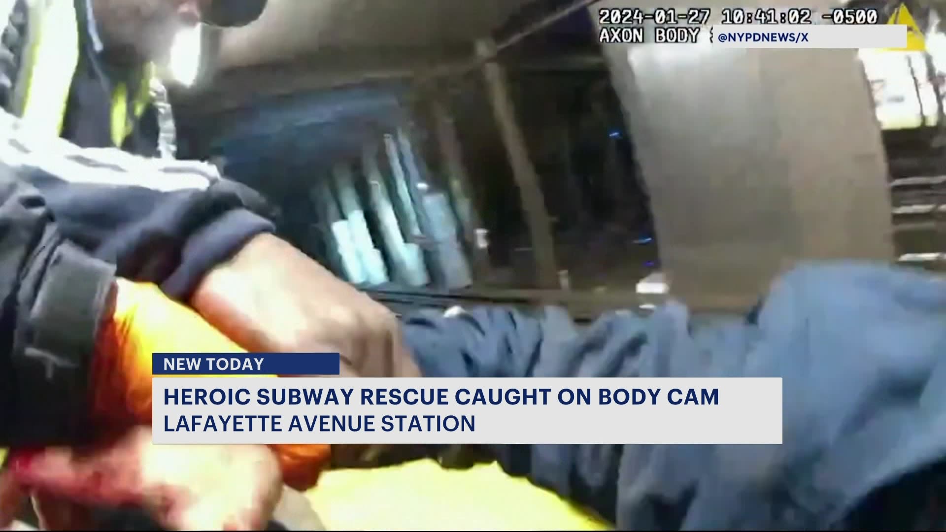 Bodycam footage shows officers save Brooklyn commuter who fell onto subway tracks