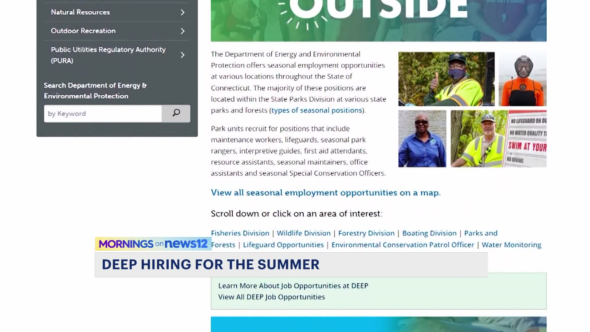 DEEP posts job applications for lifeguards, patrol officers