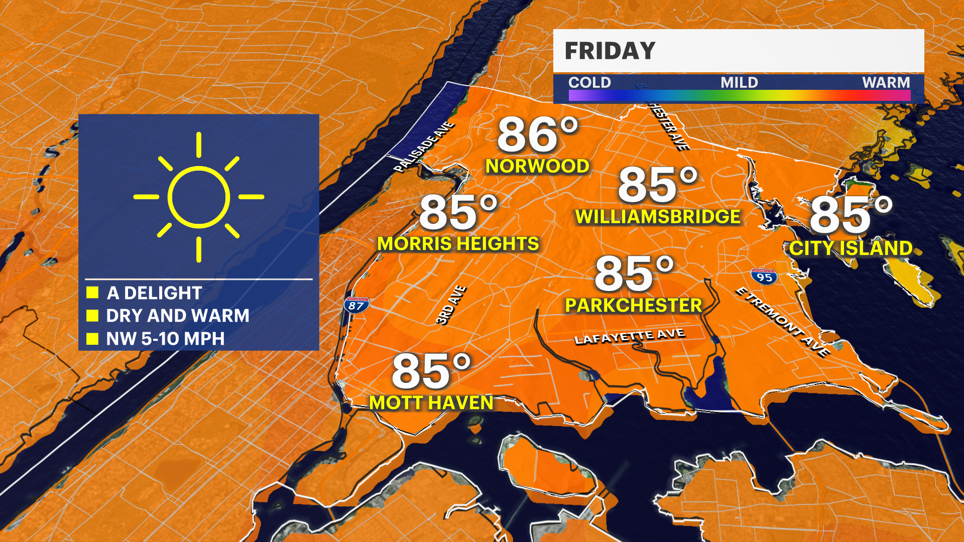 Dry, sunny and delightful July Fourth weather in The Bronx