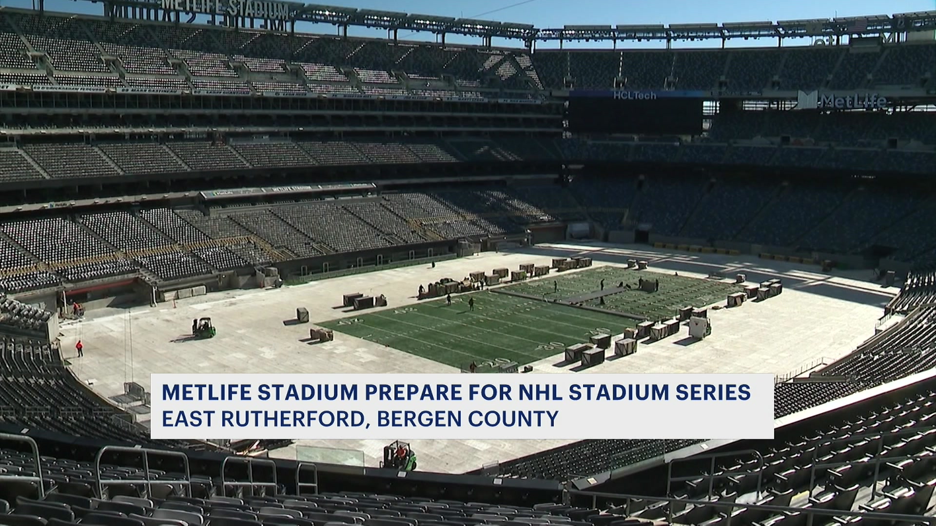 News 12 | New Jersey | Crews begin work transforming MetLife Stadium ...